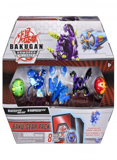 Bakugan Baku-Gear 4-Pack, Batrix Ultra with Baku-Gear and Ramparian Ultra, Collectible Action ...